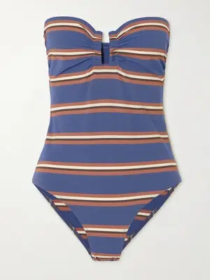 ERES Marinière Amiral Striped Strapless Jacquard Swimsuit - Blue