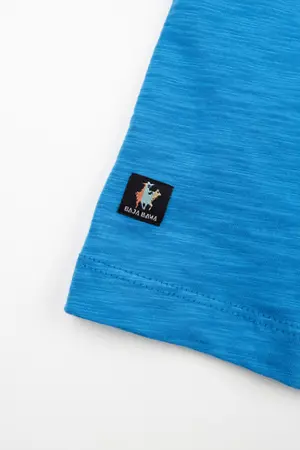 BAJA LLAMA Palm Treeslub Pima Pocket Tee - Blue