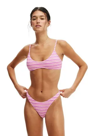 Cotton:on Super Scoop Bikini Top Hyper Violet Stripe