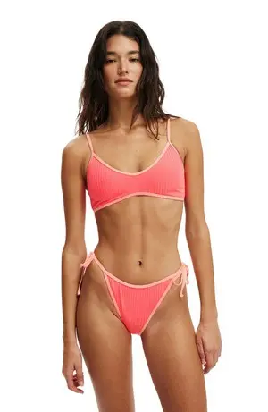 Cotton:on Super Scoop Bikini Top Pink Flash Rib