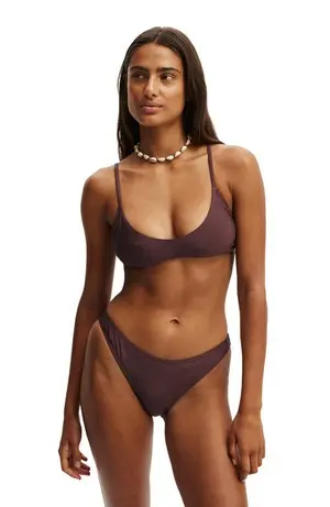 Cotton:on Super Scoop Bikini Top - Willow Brown Shimmer