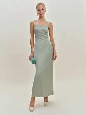 REFORMATION Vesper Satin Dress - Salvia
