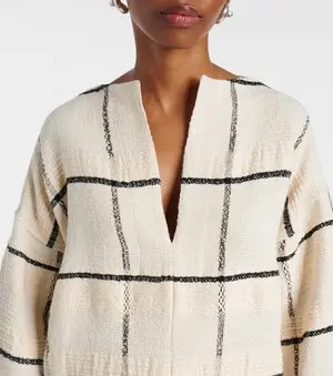 TOTEME Checked Cotton And Linen-blend Canvas Tunic