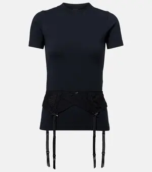 Balenciaga Lingerie Cotton-blend Jersey T-shirt - Black