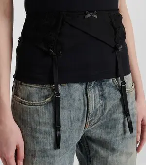 Balenciaga Lingerie Cotton-blend Jersey T-shirt - Black