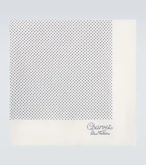 Charvet Checked Silk Pocket Square - Blue