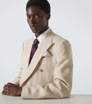 Charvet Checked Silk Pocket Square - Blue