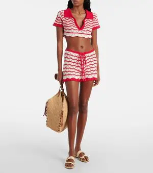 BANANHOT Coco Cropped Crochet Top - Red