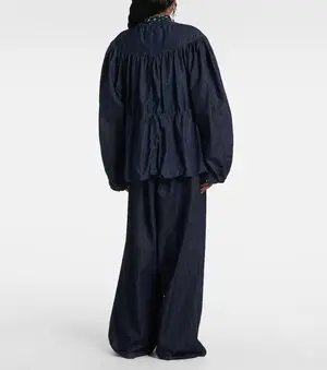Dries Van Noten Gathered Denim Blouse