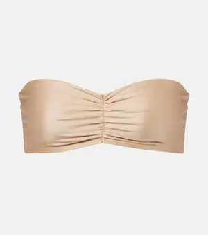 Jade Swim Ava Ruched Bikini Top - Beige