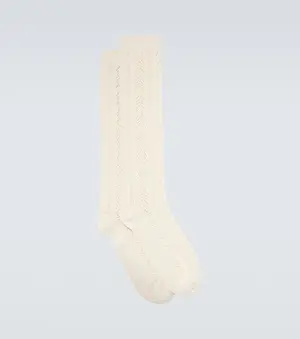 Valentino Garavani Pointelle Cotton Socks - Beige