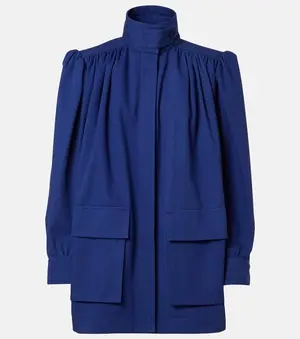 Chloé Gathered Cotton Canvas Jacket - Blue