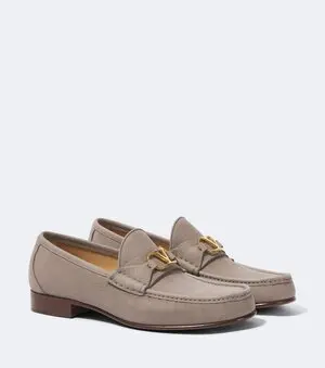Valentino Garavani Vlogo Leather Loafers - Grey