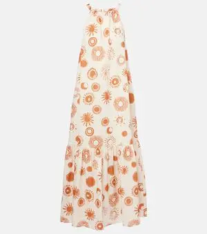 Asceno Ibiza Printed Maxi Dress - White