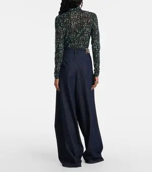 Dries Van Noten Pleated High-rise Wide-leg Jeans - Blue