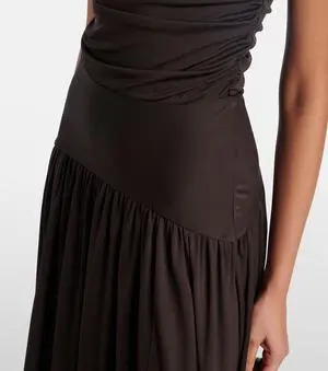 Staud Mariana Shirred Maxi Dress - Brown
