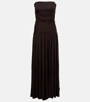 Staud Staud Mariana Shirred Maxi Dress Brown