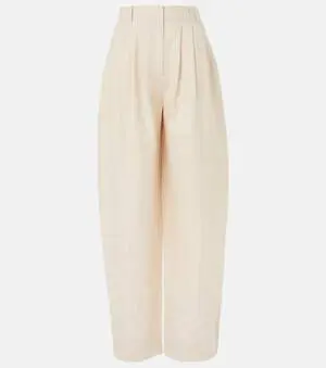 Posse Lucille Pinstripe Linen Barrel-leg Pants - Beige