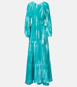 Anna Kosturova Tie-dye Silk Wrap Maxi Dress - Blue