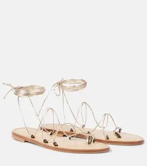 AMANU Serengetti Metallic Leather Sandals - Gold
