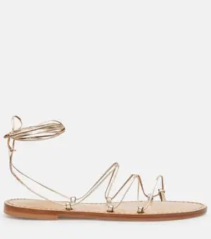 AMANU Serengetti Metallic Leather Sandals - Gold