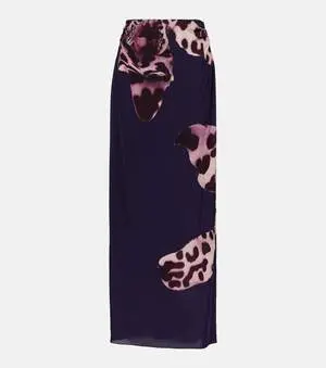 Dries Van Noten Printed Maxi Skirt - Blue