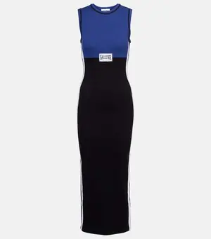 JEAN PAUL GAULTIER Ribbed-knit Cotton-blend Midi Dress