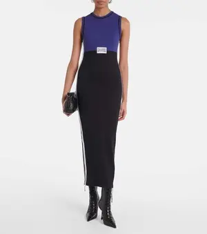 JEAN PAUL GAULTIER Ribbed-knit Cotton-blend Midi Dress