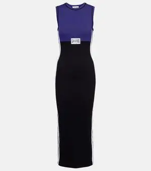 JEAN PAUL GAULTIER Ribbed-knit Cotton-blend Midi Dress