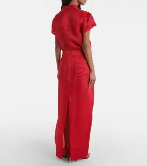 Khaite Lucian Silk Organza Maxi Skirt - Red