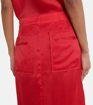Khaite Lucian Silk Organza Maxi Skirt - Red