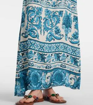 ADRIANA DEGREAS Satin Maxi Dress - Blue