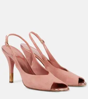 Chloé Flower 95 Suede Peep-toe Pumps
