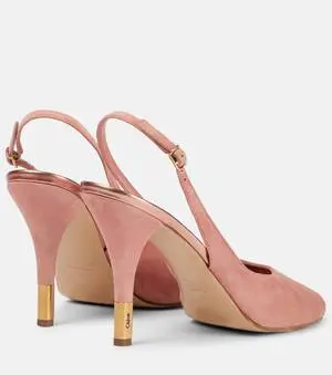 Chloé Flower 95 Suede Peep-toe Pumps