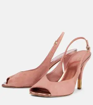 Chloé Flower 95 Suede Peep-toe Pumps