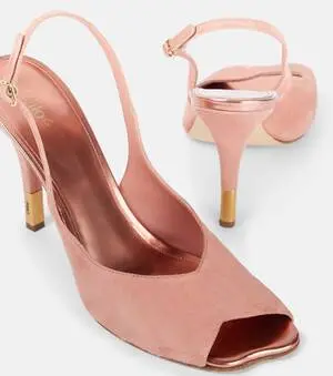 Chloé Flower 95 Suede Peep-toe Pumps
