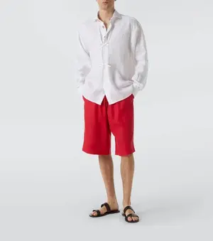 Kiton Linen Shorts - Red