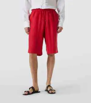 Kiton Linen Shorts - Red