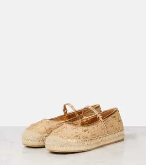 JIMMY CHOO Aciel Leather-trimmed Espadrilles