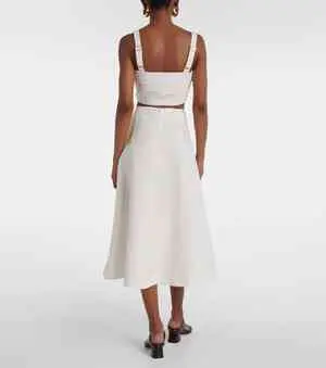 Veronica Beard Fellini Floral Jacquard Midi Skirt - White