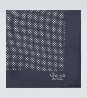 Charvet Printed Silk Handkerchief - Blue