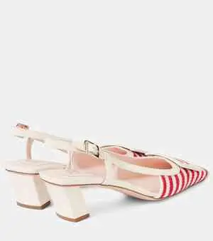 ROGER VIVIER Belle Vivier 45 Striped Slingback Pumps - Red
