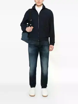 Emporio Armani Five-pocket Jeans With Logo Plaque - Blue