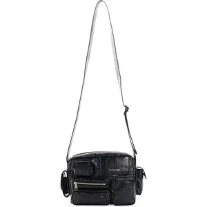 Balenciaga Superbusy Crinkle Leather Camera Bag - 1000 Black