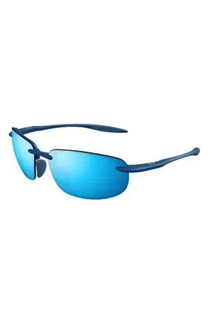 Maui Jim Hookipa Rectangular Sunglasses - Metal Matte Blue/ Blue Hawaii