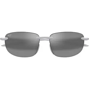 Maui Jim Hookipa Rectangular Sunglasses - Metal Matte Silver/ Grey