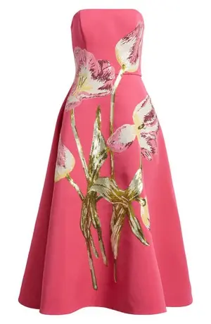 Amsale Sequin Placement Print Strapless Cocktail Dress