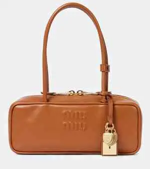 Miu Miu Logo Embossed Leather Tote Bag