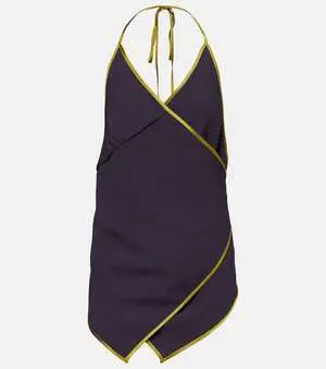 Dries Van Noten Crepe Satin Wrap Top - Purple