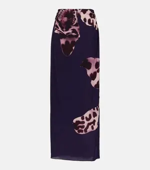 Dries Van Noten Printed Maxi Skirt - Blue